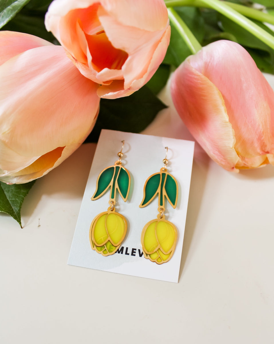 Tulip Earrings • Lemon Yellow – HEMLEVA